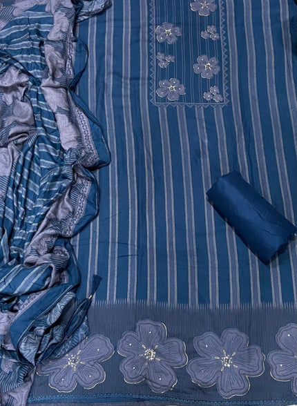 Fancy Glass Organza Suit Set with Heavy Pearl & Cutdana Work - Yanchi